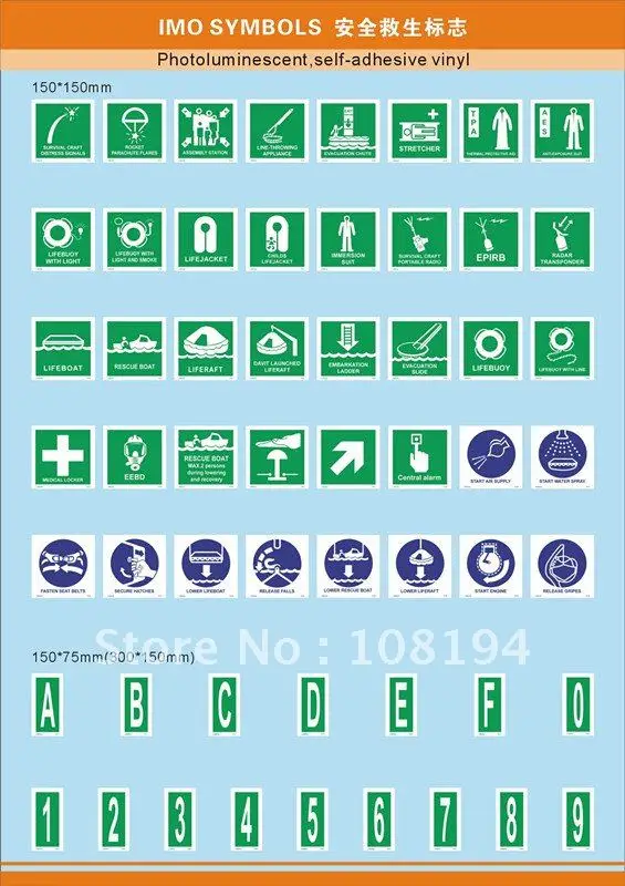 Imo Symbols(photoluminescent ) Safety And Lifesaving Sign - Unknown ...