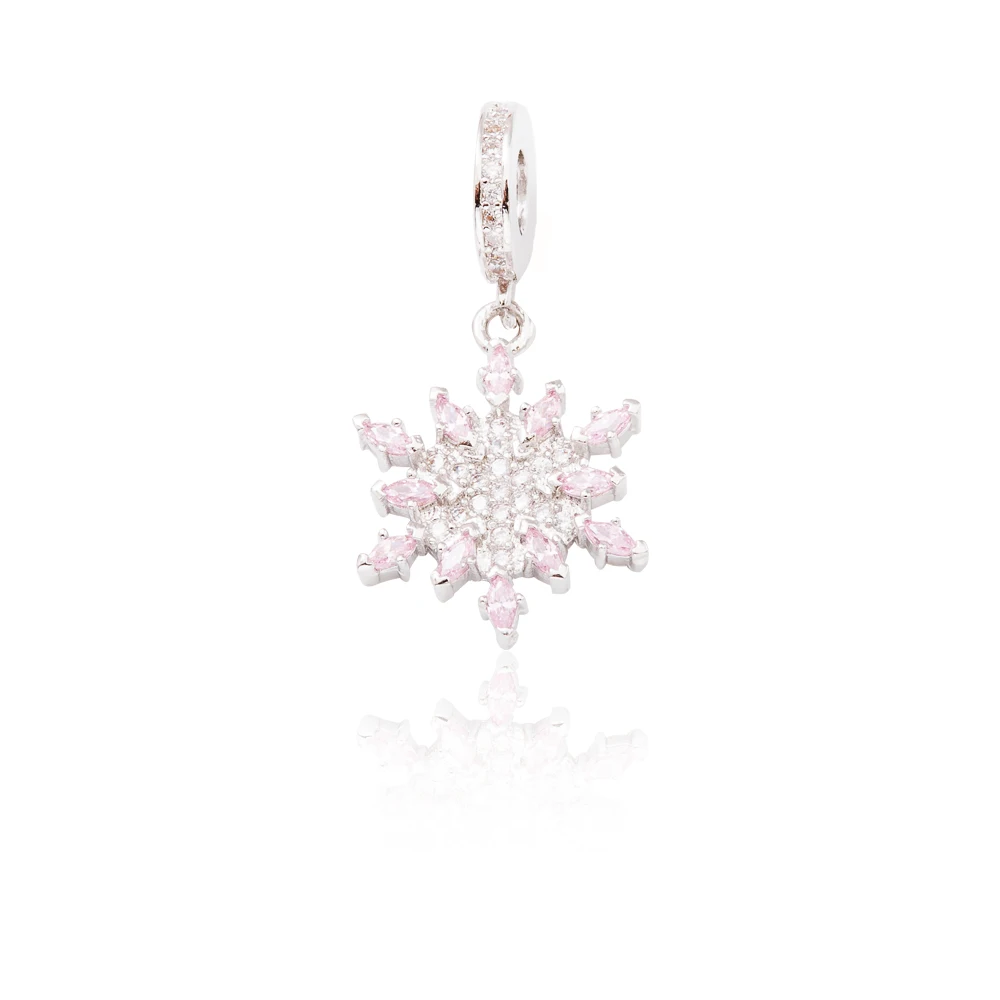 High quality 925 Silver Crystal Radiant snowflake Charm Fit Europe ...
