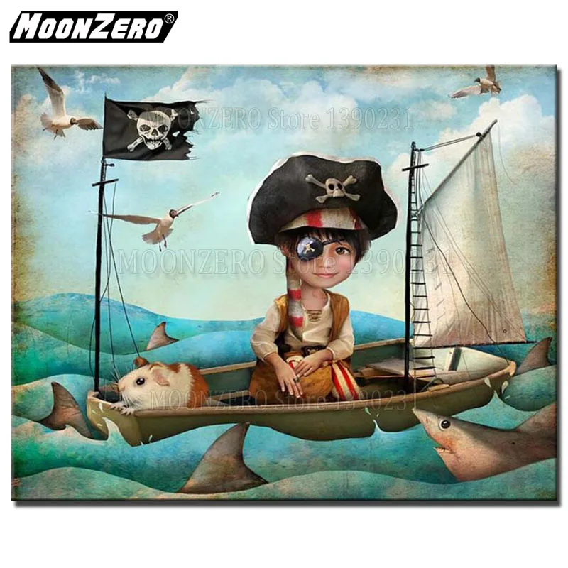 Diy Diamond Painting Pirate Girl Full Square/round Mosaic 5d Cross ...