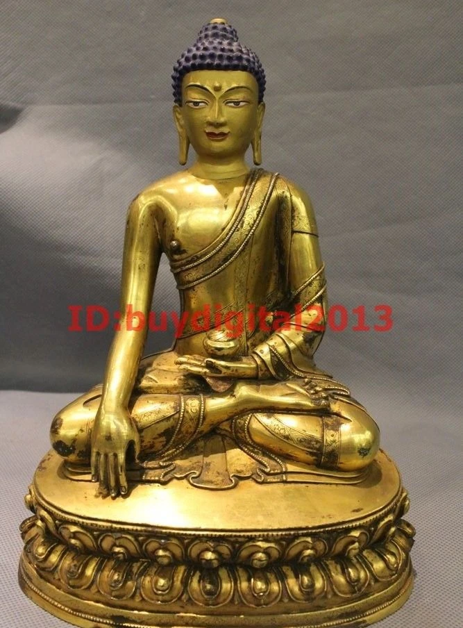 10 "Tibet Budismo Templo Antigo Bronze 24 k Ouro Shakyamuni Amitabha Estátua de Buda|Estátuas e ...