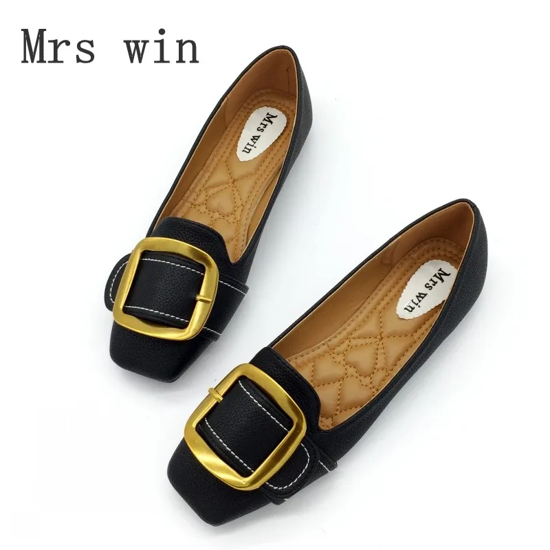 Mrs Win Brand Woman Flats Shoes Slip On Women Square Toe Single Shoes ...