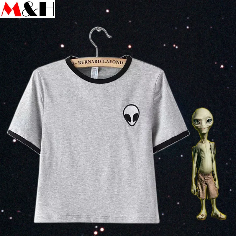 Summer 2016 Alien T Shirt Women Short Sleeve Crop Top Tee Shirt Femme ...