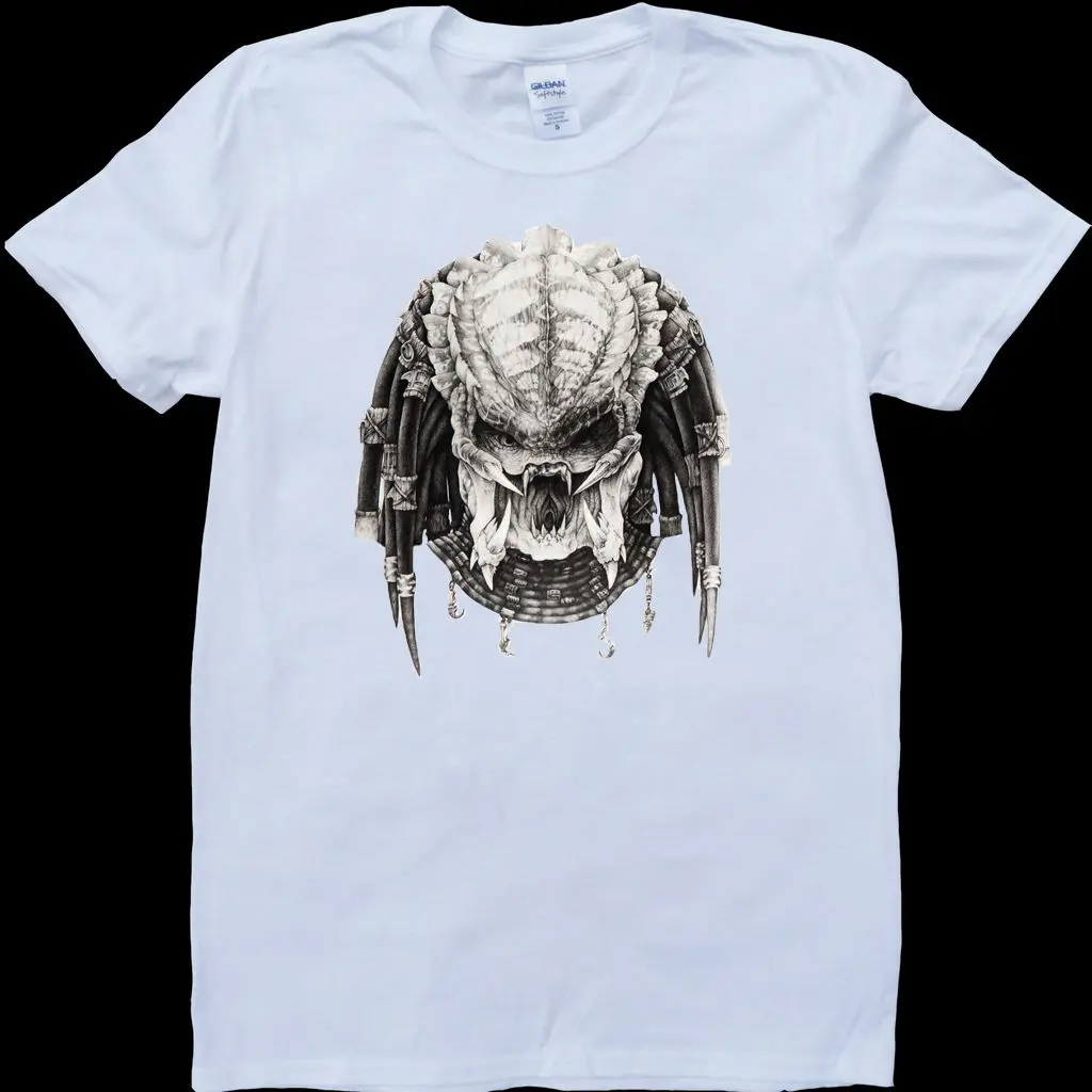 Predator Face White, Custom Made T Shirt Top Tees Custom Any Logo Size ...