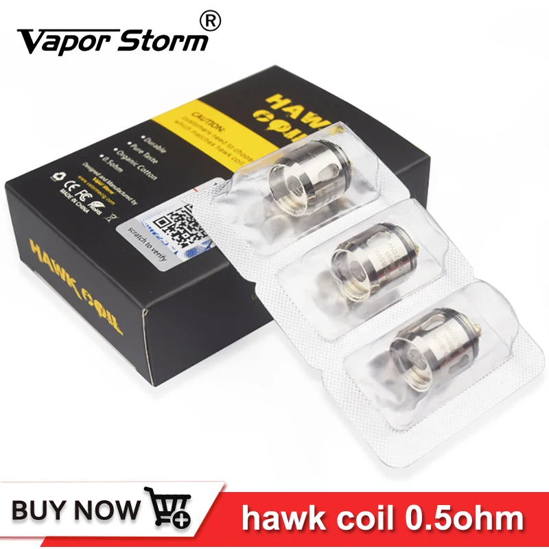 3 pcs Original Vapor Storm Hawk Atomizer Coil Head 0.5ohm Organic ...