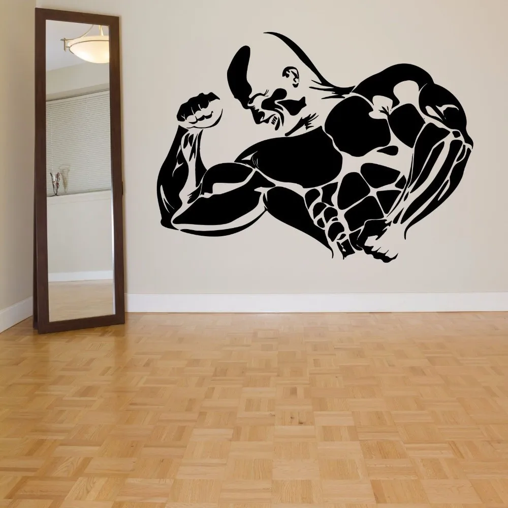 Bodybuilder Gym Fitness Coach Sport Muscles Wall Sticker Vinyl Decal ...