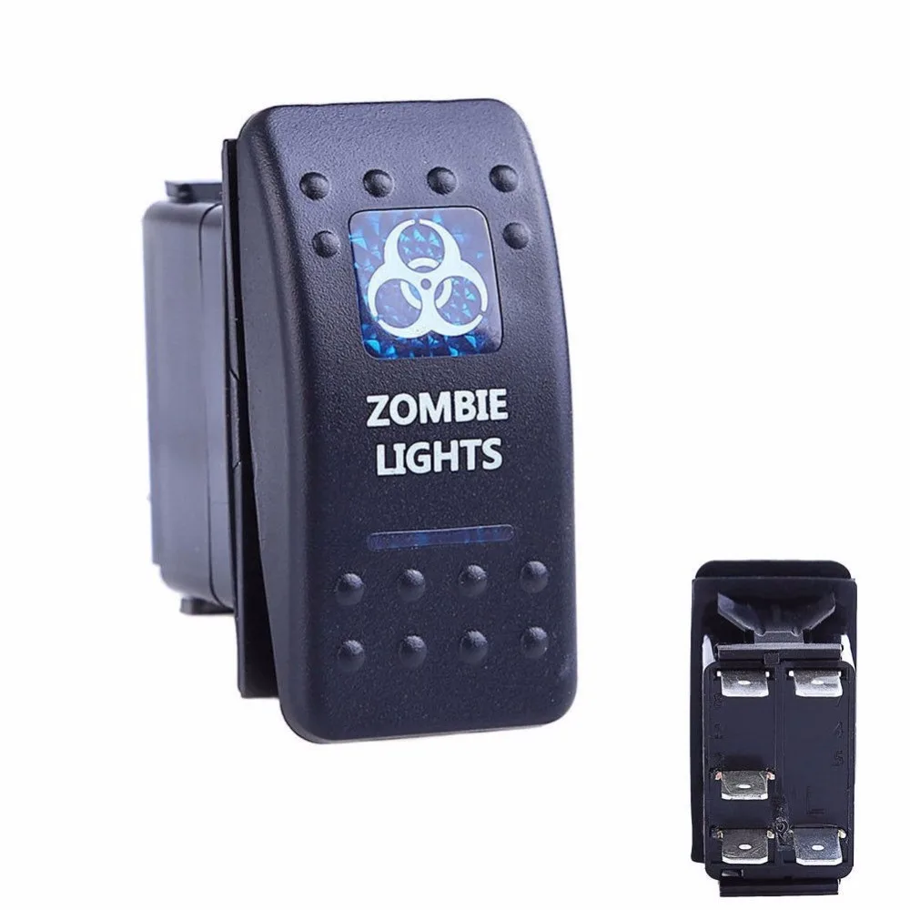 5 Pcs 12V 20A / 24V 10A Zombie Lights Push Button Switch 5 Pin ON OFF ...