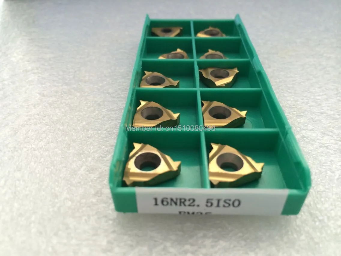 10pcs 16nr2 5iso Indexable Tungsten Carbide Threading Lathe Inserts For