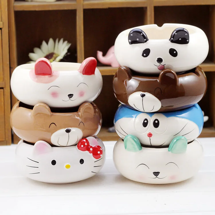 3PC Modern Cartoon Cigarette Ash Tray Anime Ceramic Ash Holder Round ...
