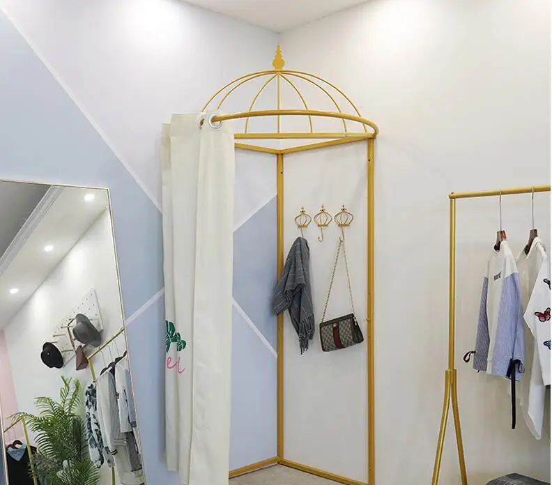 Nordic clothing store fitting room curtain simple golden net red dress ...