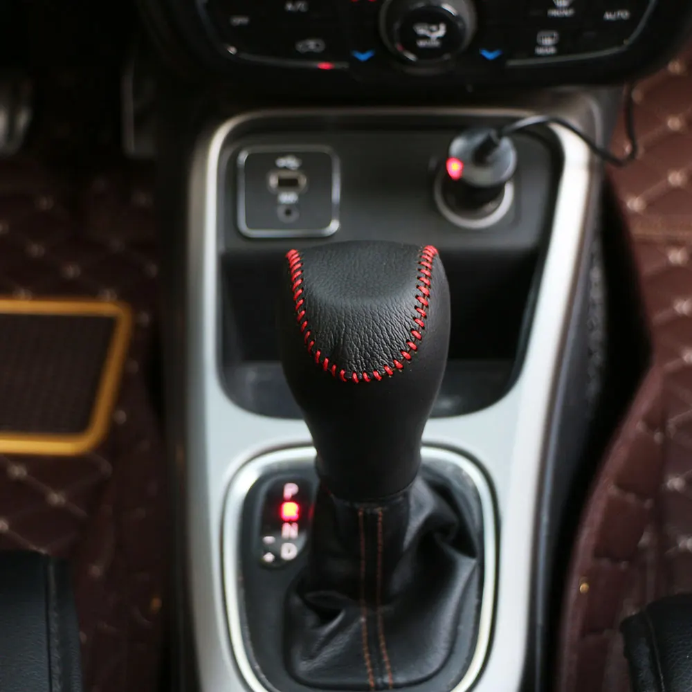 Carmilla Pu Leather Interior Car Gear Head Shift Knob Cover Gear Shift ...