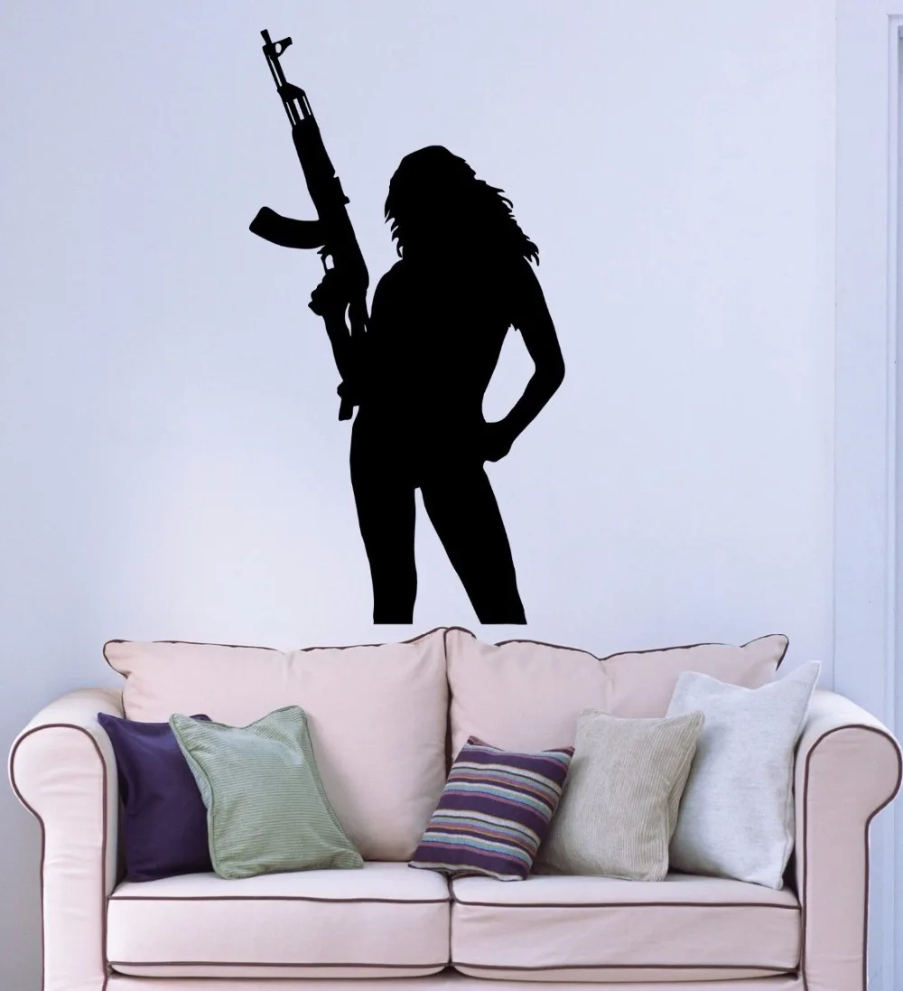 DCTAL Rifle Sticker Gun Decal Girl Car Posters Vinyl Wall Decals ...