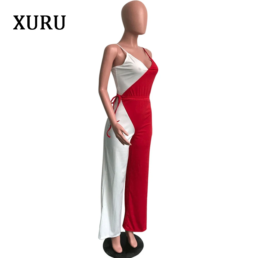 XURU Для женщин без рукавов широкие брюки комбинезоны комбинезон v ...