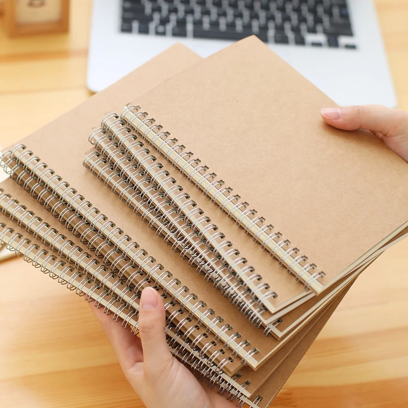 Khaki Kraft Paper Notebook A4 A5 Lattice Square Grid Blank Student