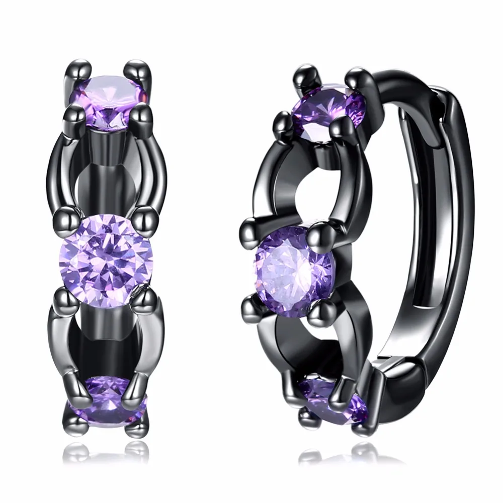 Pierced Earrings Mysterious Circular Fashion Elegant Purple Zirconium ...