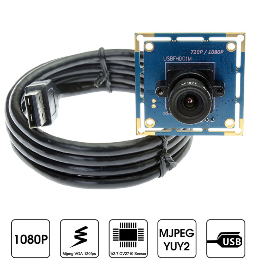 2.0 megapixel 1920 x 1080 cmos usb camera module with 2.1/2.8/3.6/6/8 ...