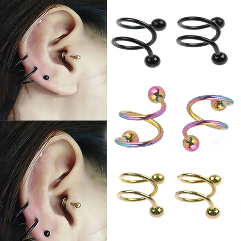 LOT-70PCS-16g-1-2mm-Double-Twister-Lip-EAR-CARTILAGE-TRAGUS-HELIX ...