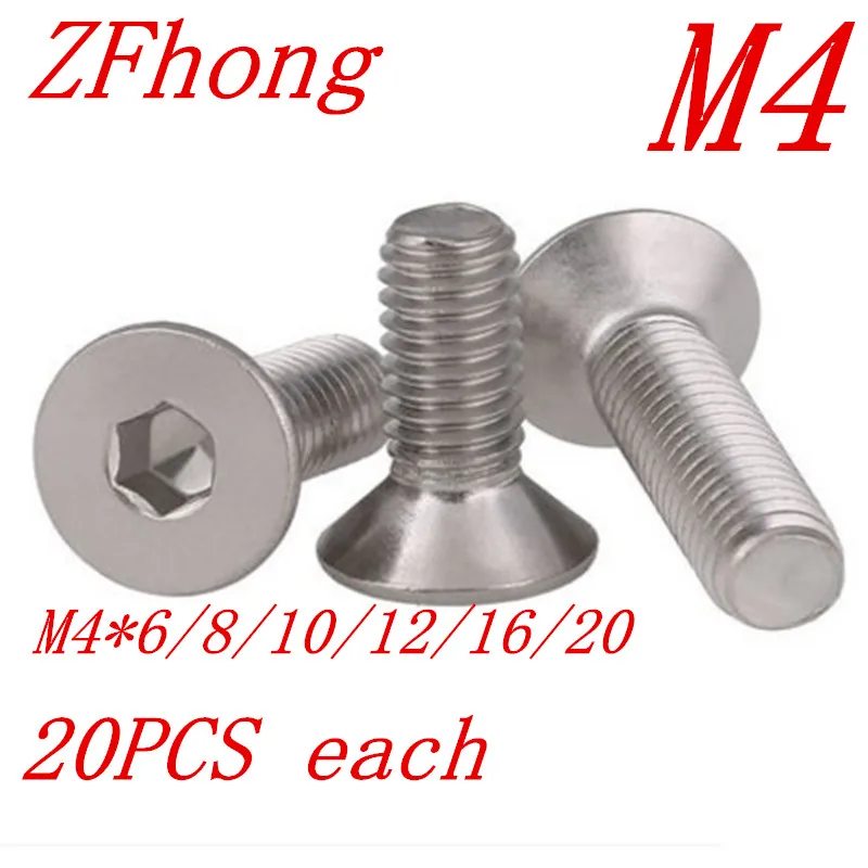 120pcs DIN7991 M4 Stainless steel 304 hex socket countersunk head screw ...