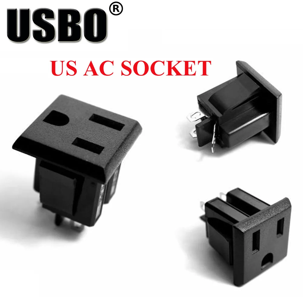 Black industry multi functional output outlet American 3pins ...