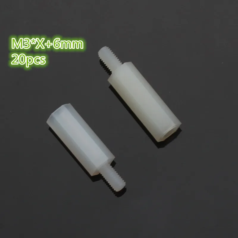 20PCS-YT416-Nylon-isolation-column-M3-X-6mm-Single-head-nylon-hex-bolt ...