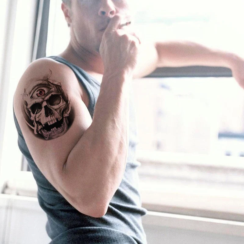 Temporary Tattoo Waterproof Sex Products Body Art Skull Eye Men Arm