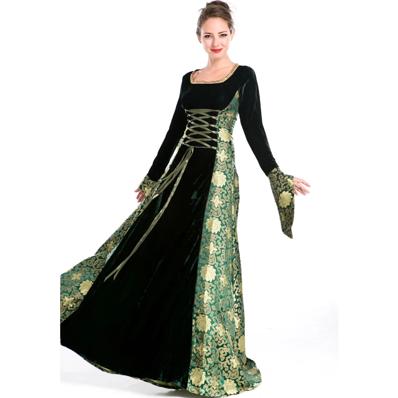 Halloween Medieval Queen Cosplay Costume Dress Renaissance Dress Lace ...
