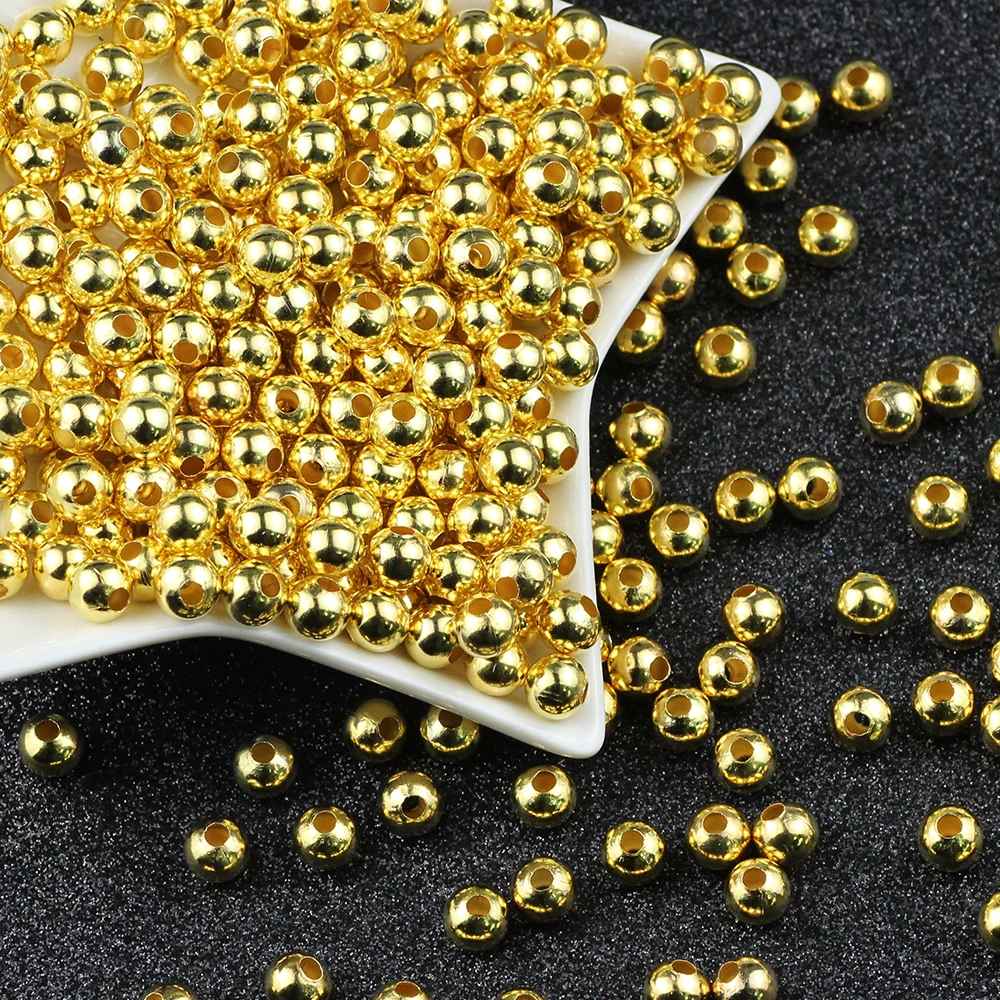 Metal-Silver-plating-Gold-Color-beads-2-3-4-6-8mm-Round-Iron-ball ...