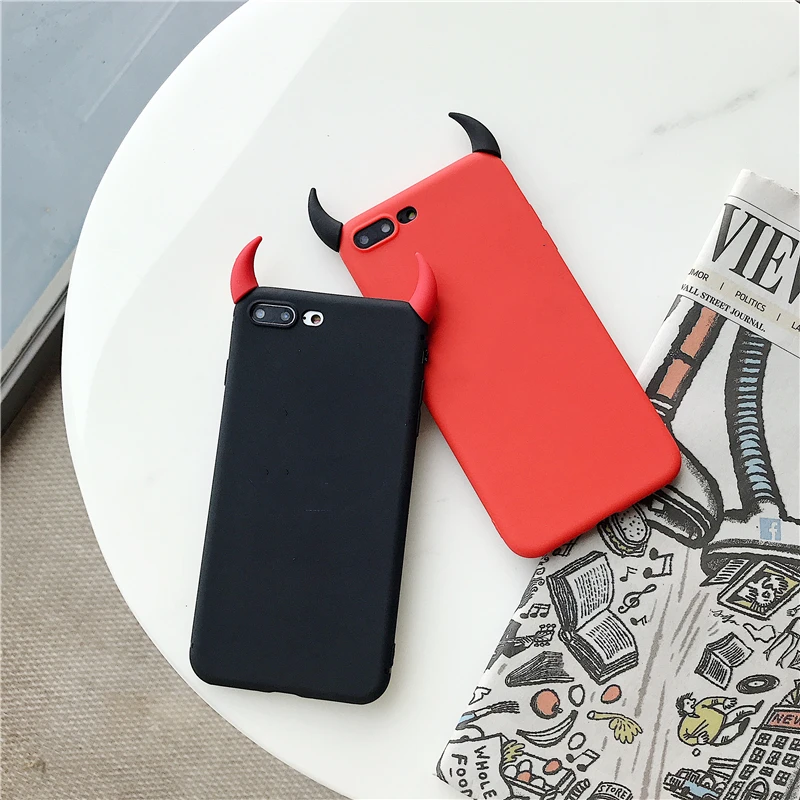 Check Price Soft Silicone Black Case Devil Horns Demon Angle Cover for ...