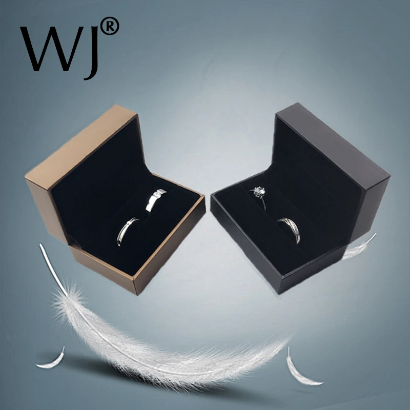 Quality Engagement Wedding Couple Ring Box Black Brown Pu Leather ...
