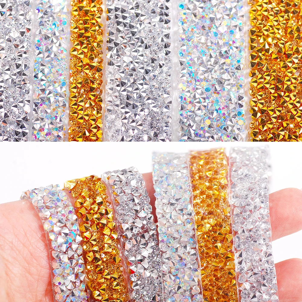 DIY hot fix strip wedding decoration inlay sharp-bottomed rhinestone ...