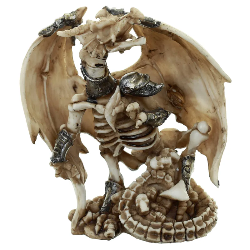 Skeletal Dragon Skull Statuette Skeleton Dragon Warrior Mythical ...