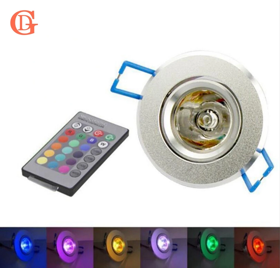 GD3W RGB LED Spot Downlight 85 265V RGB LED Downlights Bulb + IR Remote ...