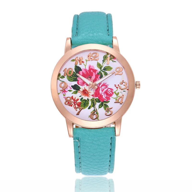 MJARTORIA Women's Watch Reloj Mujer Flower Printed Numerals Clock ...