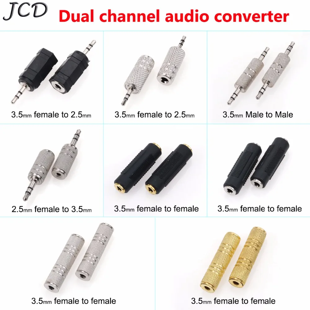 JCD-2pcs-New-3-5-mm-Female-to-3-5mm-Female-Jack-Stereo-Coupler-Adapter ...