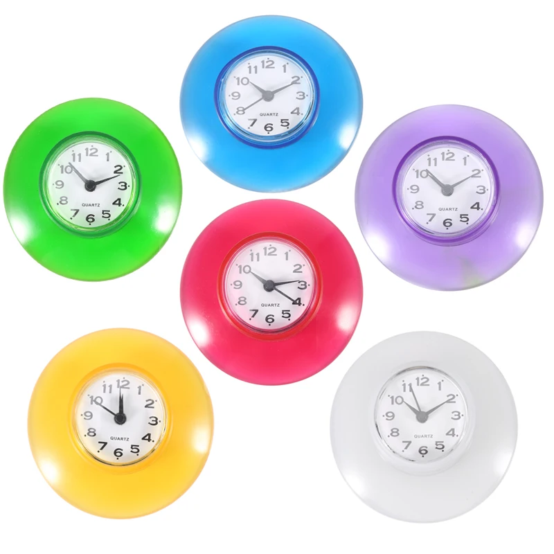 Mini Cute Bathroom Kitchen Mirror Suction Wall Clock Shower Waterproof