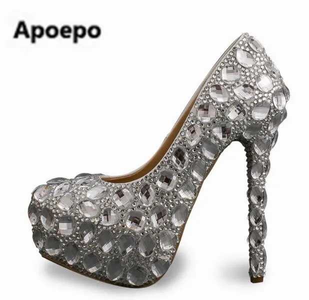 Sales Brand 2018 Crystal Embellished Wedding Heels for Woman Shoes ...