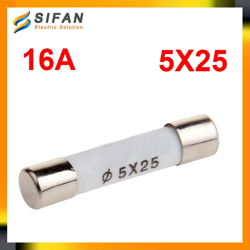 100pcs/Lot 16A Ceramic fuse 5mmx25mm 5*25 5X25 TC055-in Fuses from Home ...