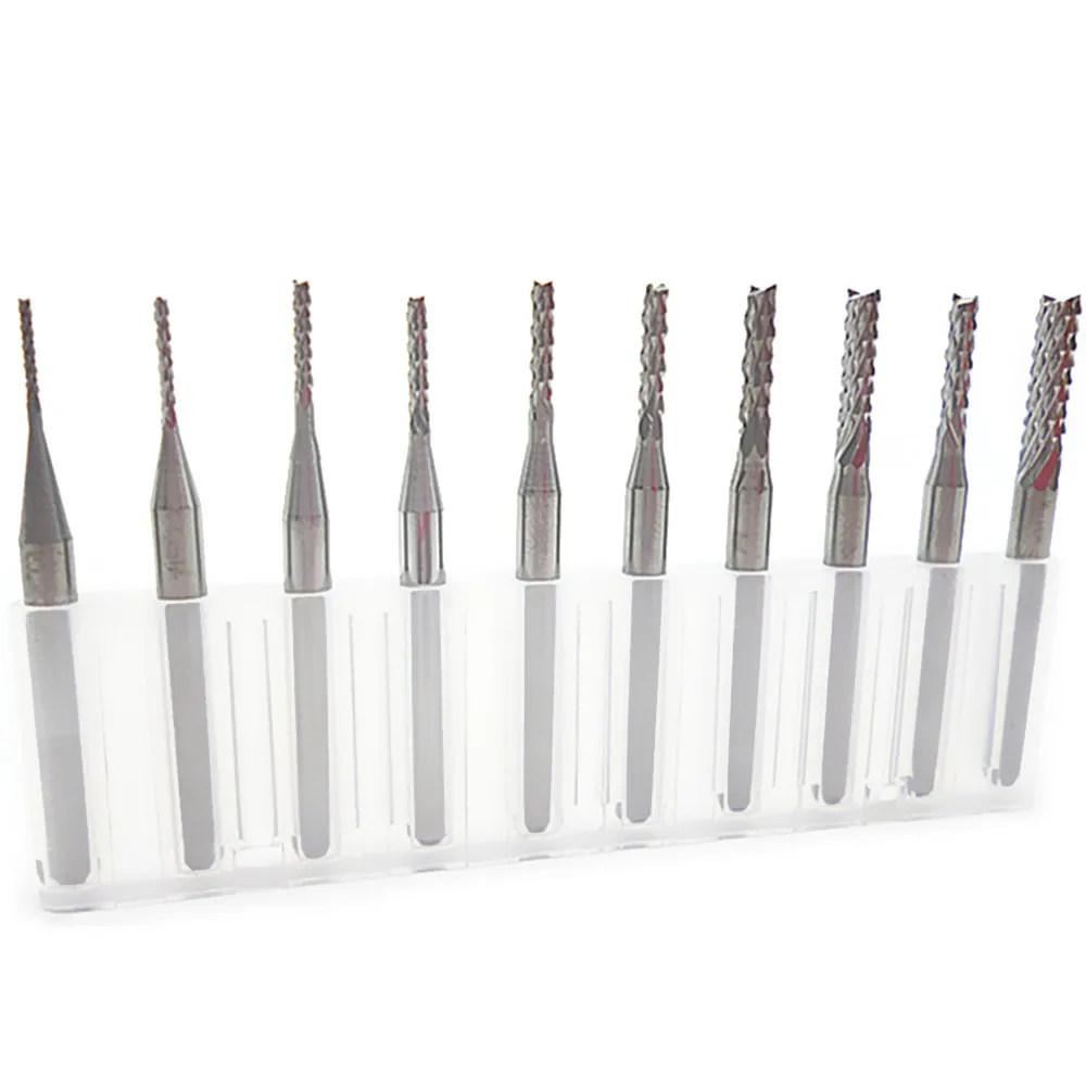 10pcs Pcb Milling Cutter 08 3mm Milling Cutter Corn Mill Cutter Shank 3175mm 18 Tungsten
