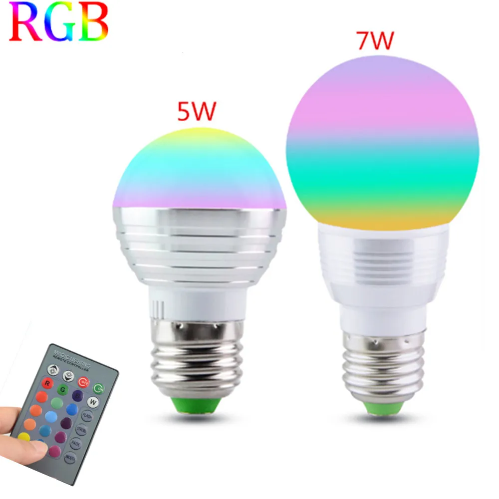 1pcs E27 Rgb Led Lamp 5w 7w 85-265v Led Rgb Bulb Light 110v 120v 220v ...