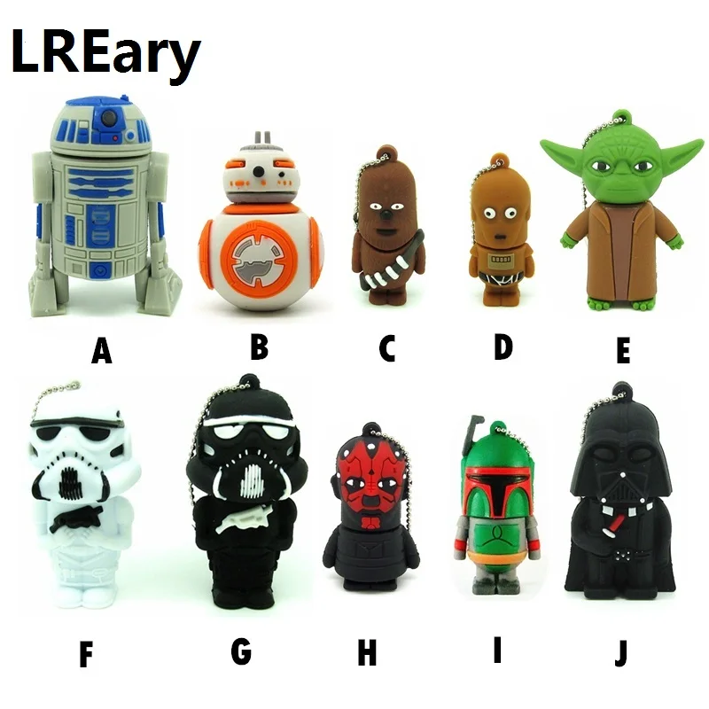 10 Styles Star Wars Pen Drive Darth Vader Usb Flash Drive Bb8 Robot ...