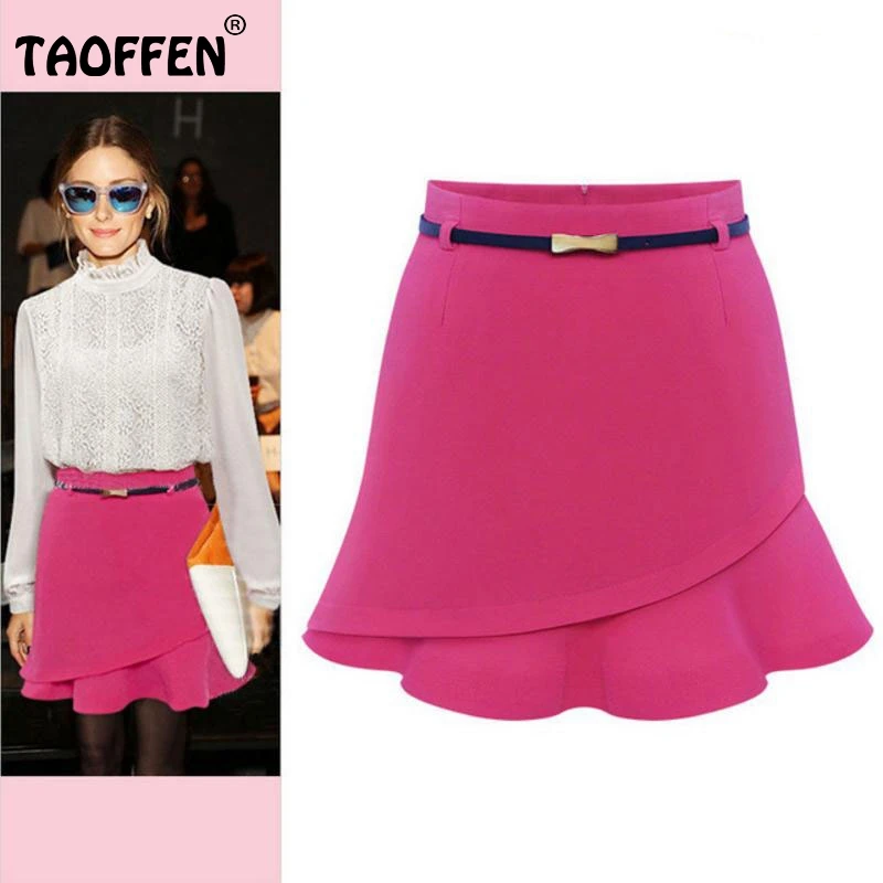 Spring Autumn High Waist Knitted Skirts Women Pleated Mini Skirt Female ...