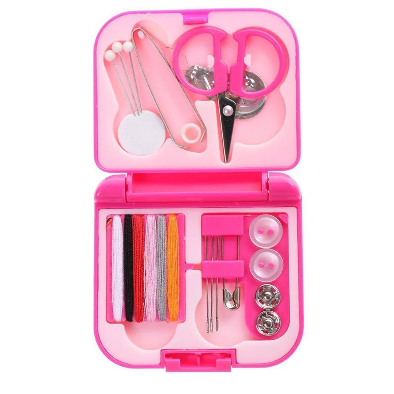 1pc Sewing Tool Kit Full Set Color Thread Needles Scissor Tweezers Needle Kit Mini Travel Sewing