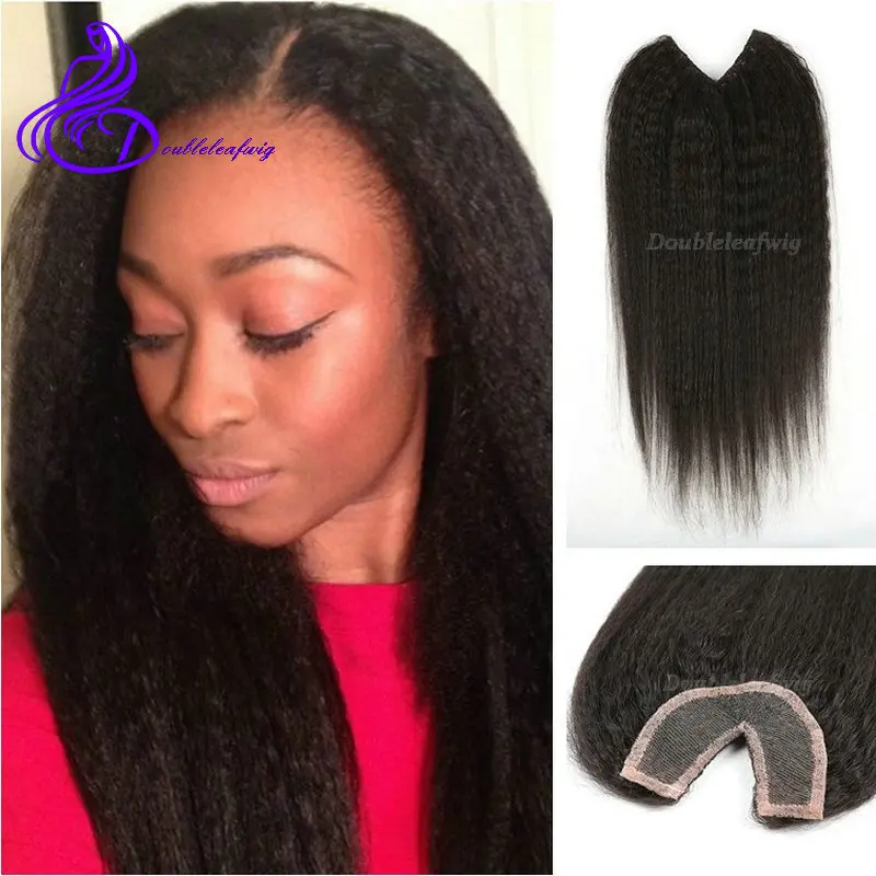 Brazilian Kinky Straight Closure Invisible V Part Virgin Human Hair