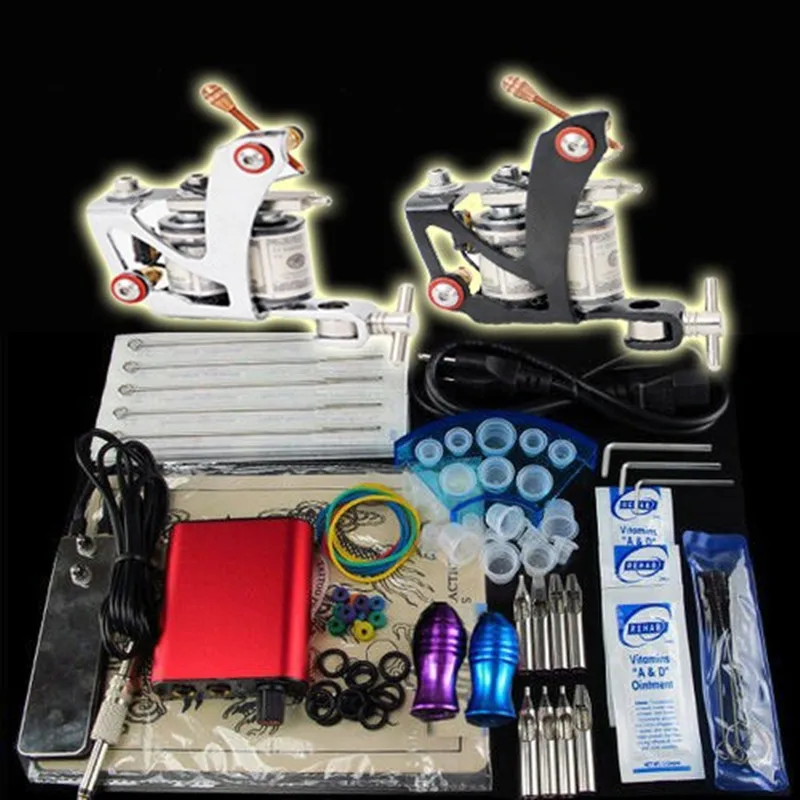 Solong Tattoo Beginner 2 Gun Kit Pro Machine Gun Power Supply Foot ...