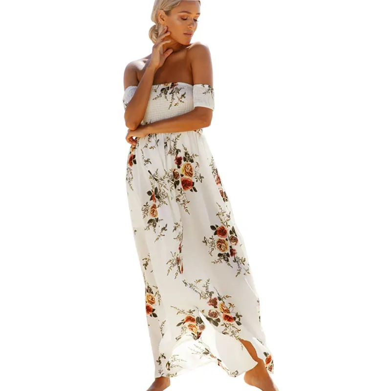 Women Sexy Summer Beach Casual Dress Women's Dress Casual Waist Elastic ...