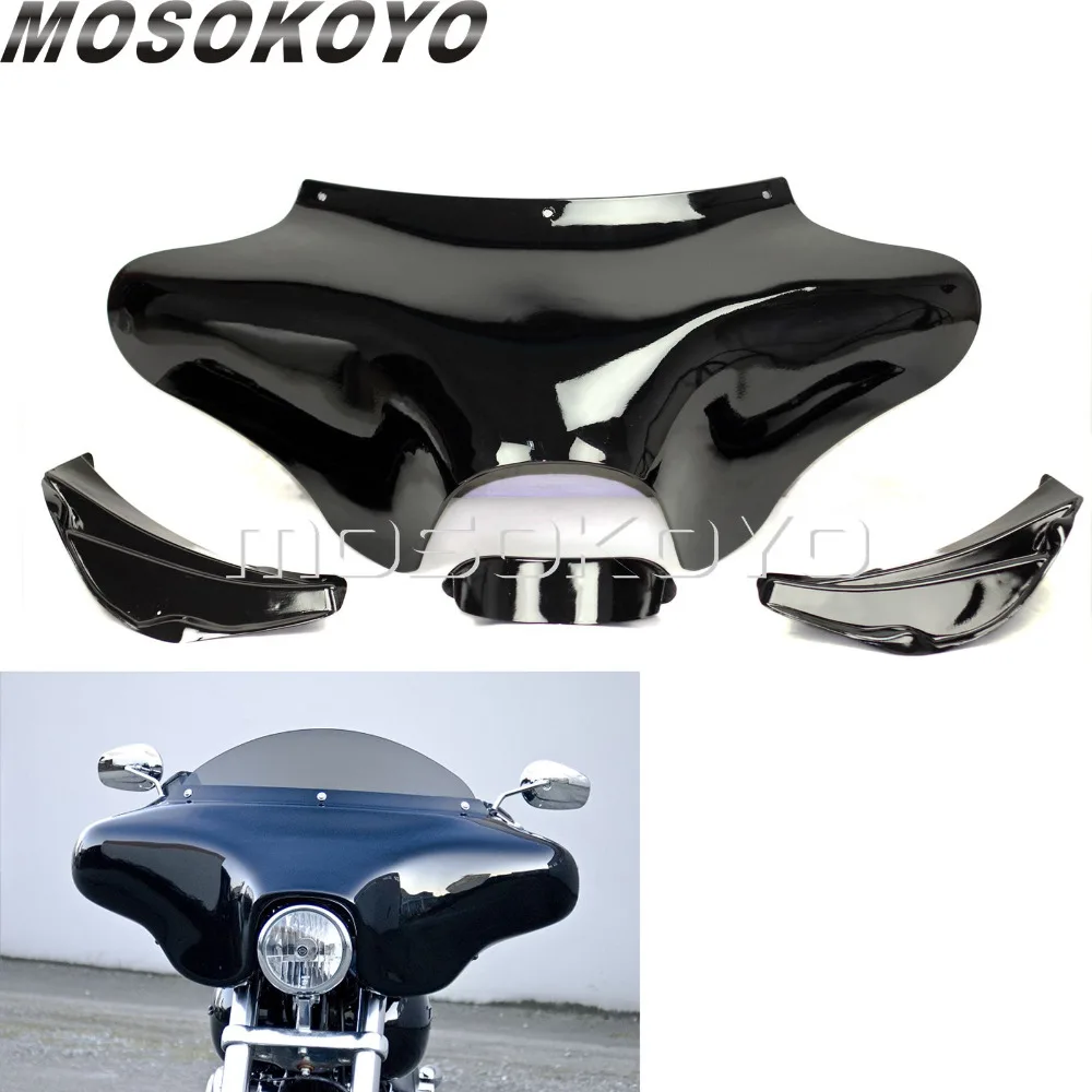 Black-Motorcycle-Front-Outer-Batwing-Fairing-for-Harley-Softail-Road ...