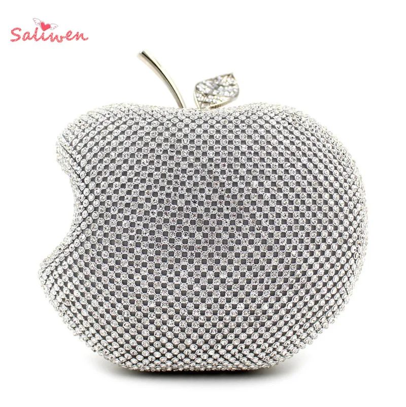 2015 Women Begs Luxury Crystal Apple Shape Evening Bags Clutch Purse ...