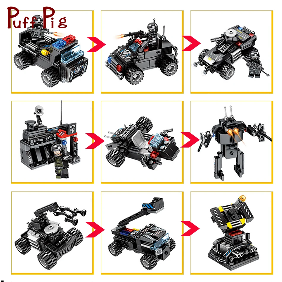 695pcs 8in1 Military Swat Team Police Mobile Command Center Trucks ...