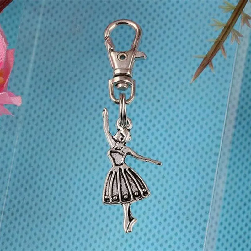 Vintage Silver Dancing Girl Charm Keychain For Keys Car Key Ring ...