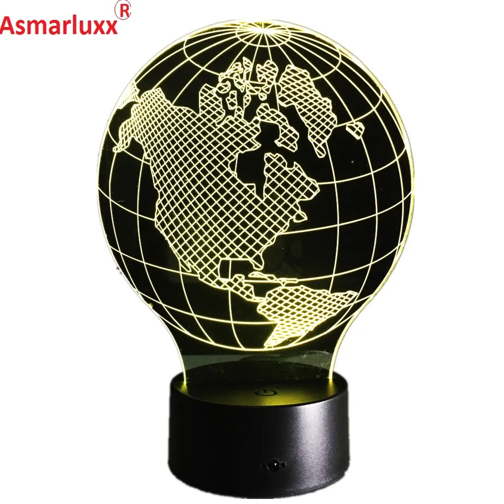 USA Earth Map Light 3D LED Lamp Featuring 3D Wire Frame Images Earth ...