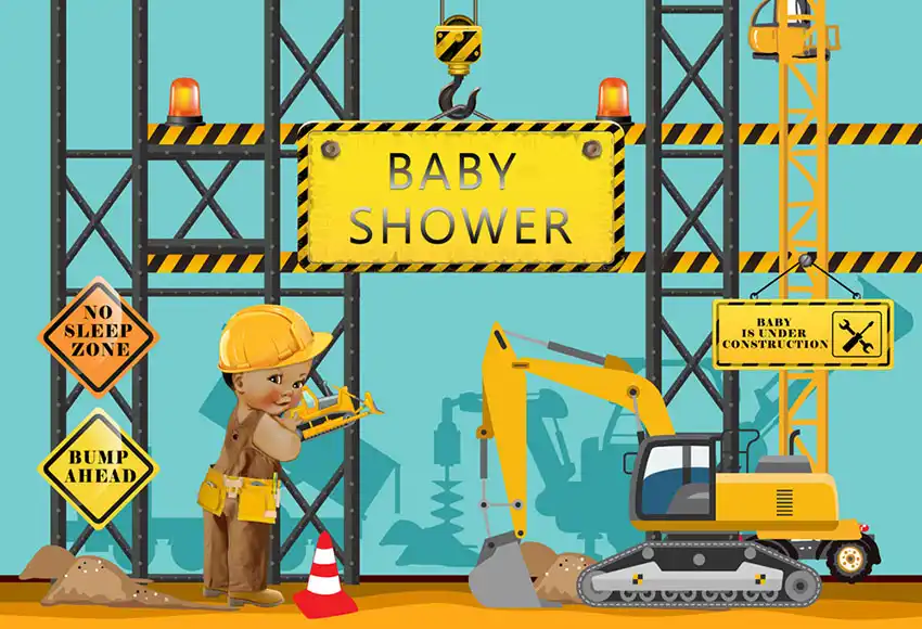 7x5FT 3 Style Under Construction Zone Baby Shower Happy Birthday Custom ...